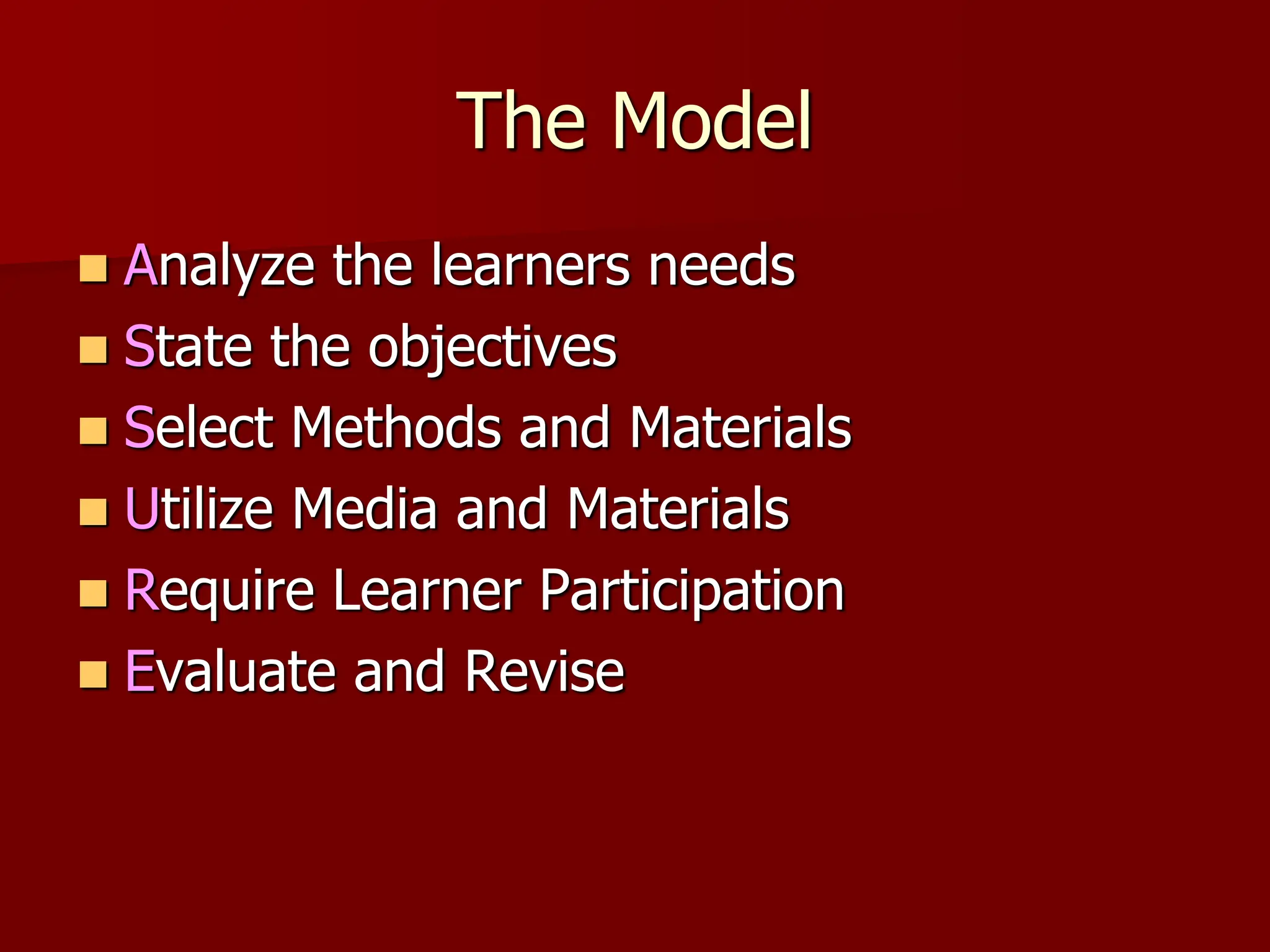 ASSURE Model presentation power point to describe how to prepare lesson ...
