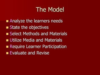 ASSURE Model presentation power point to describe how to prepare lesson ...