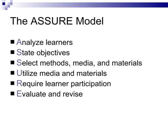ASSURE MODEL POWERPOINT | PPT | Educational Assessment | Education