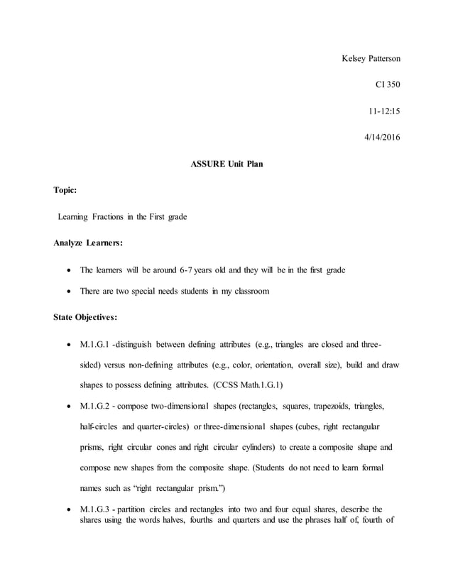 Assure unit plan | PDF