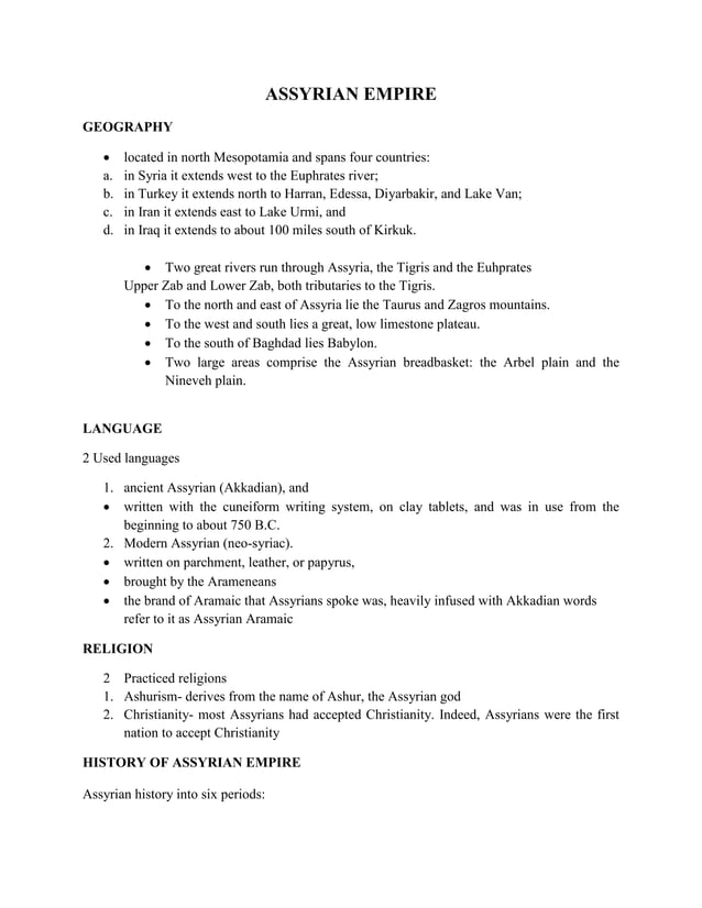 World History - Assyrian Empire | DOCX | Christianity | Religion ...