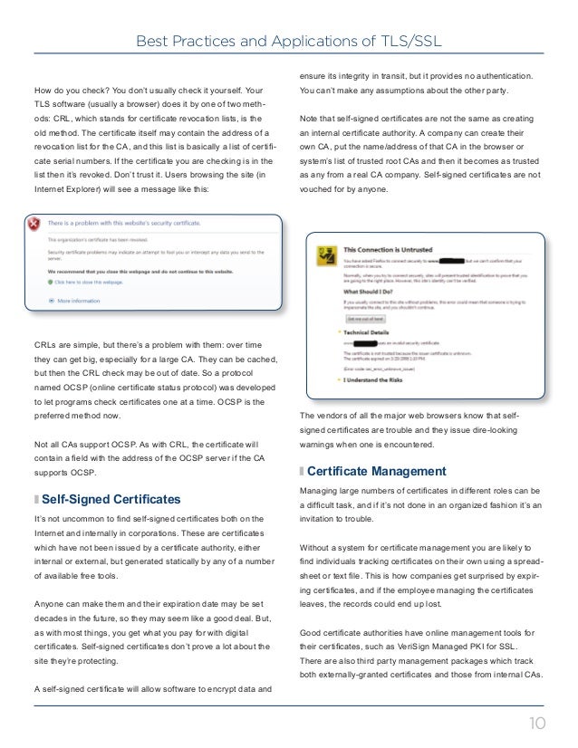 Best-Practices and Application of TLS /SSL