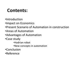 Presentation on The Use of automation in construction industry | PPTX ...