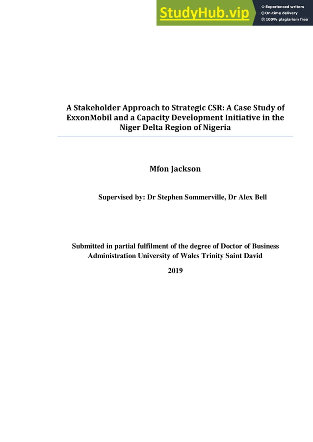 A Stakeholder Approach To Strategic CSR A Case Study Of ExxonMobil And ...