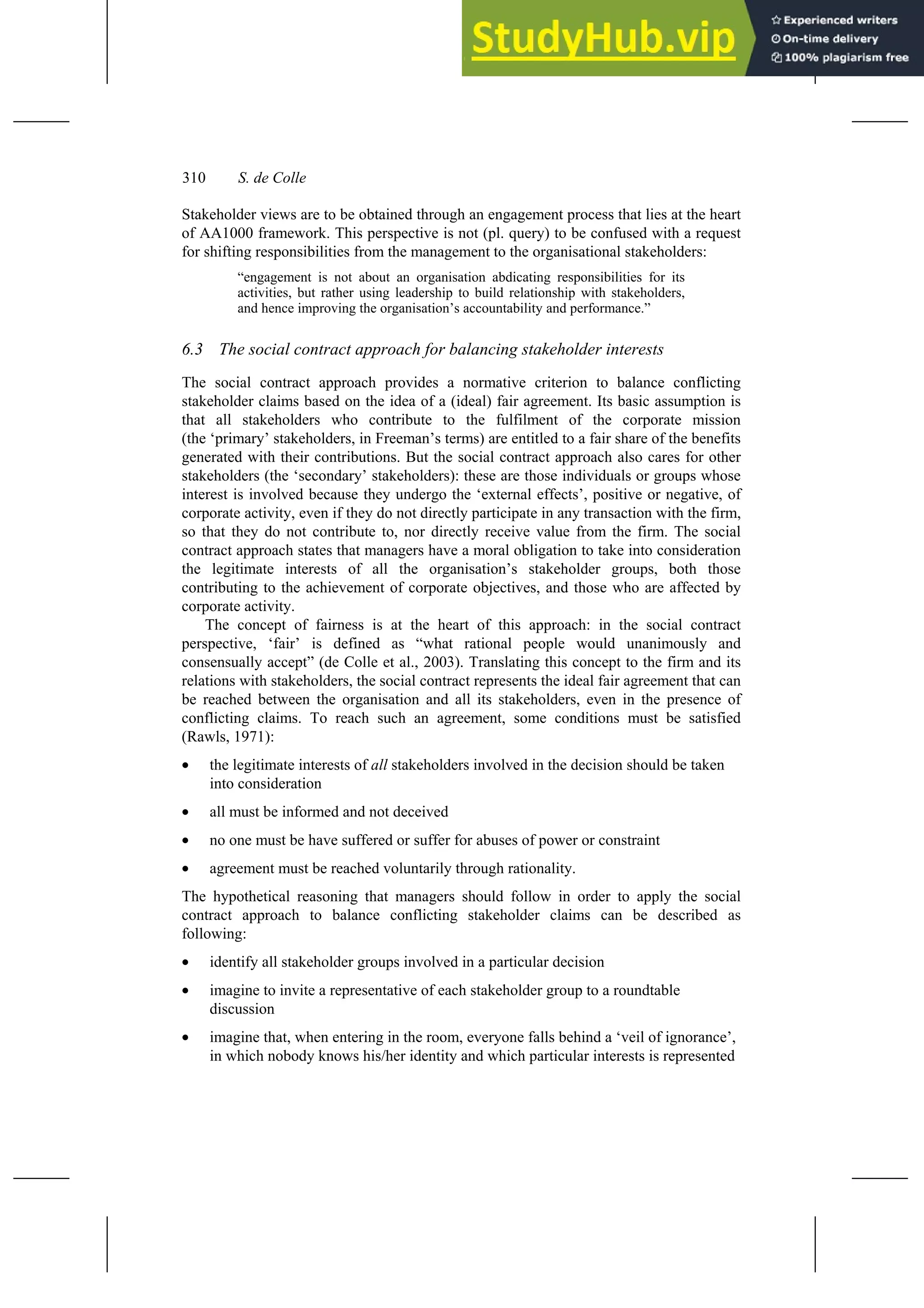 A Stakeholder Management Model For Ethical Decision Making | PDF