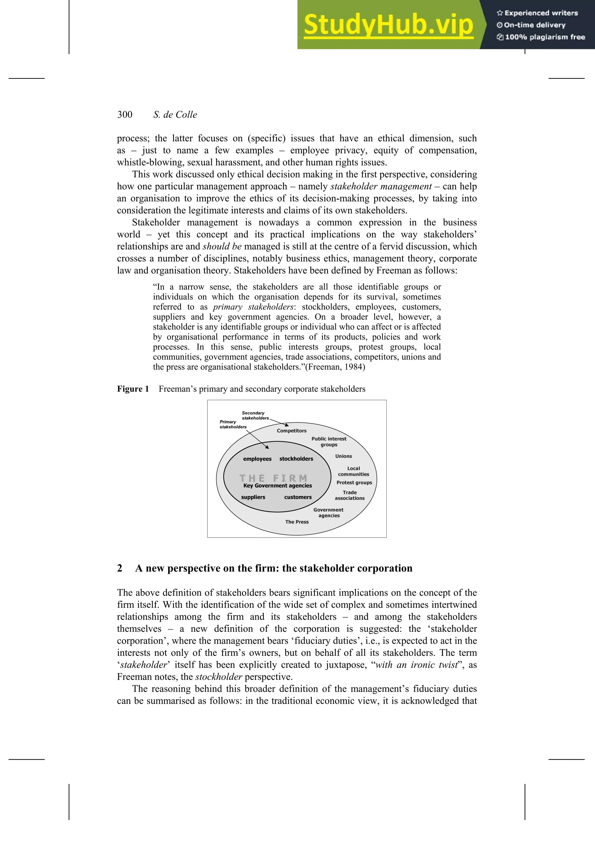 A Stakeholder Management Model For Ethical Decision Making | PDF