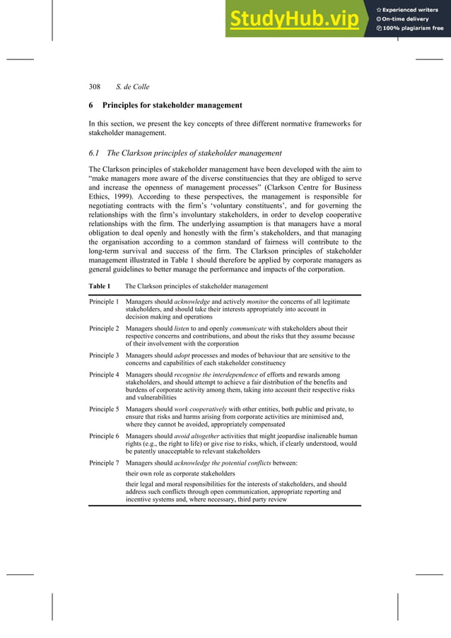 A Stakeholder Management Model For Ethical Decision Making | PDF