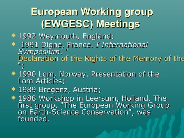 ProGEO and its Major Project on Geoconservation in Europe | PPT