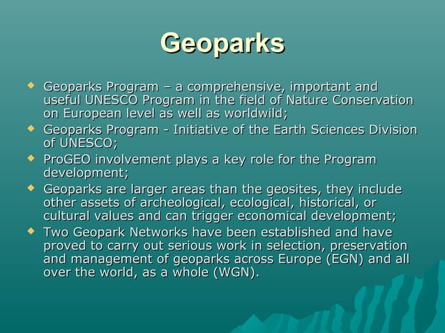 ProGEO and its Major Project on Geoconservation in Europe | PPT