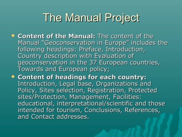 ProGEO and its Major Project on Geoconservation in Europe | PPT
