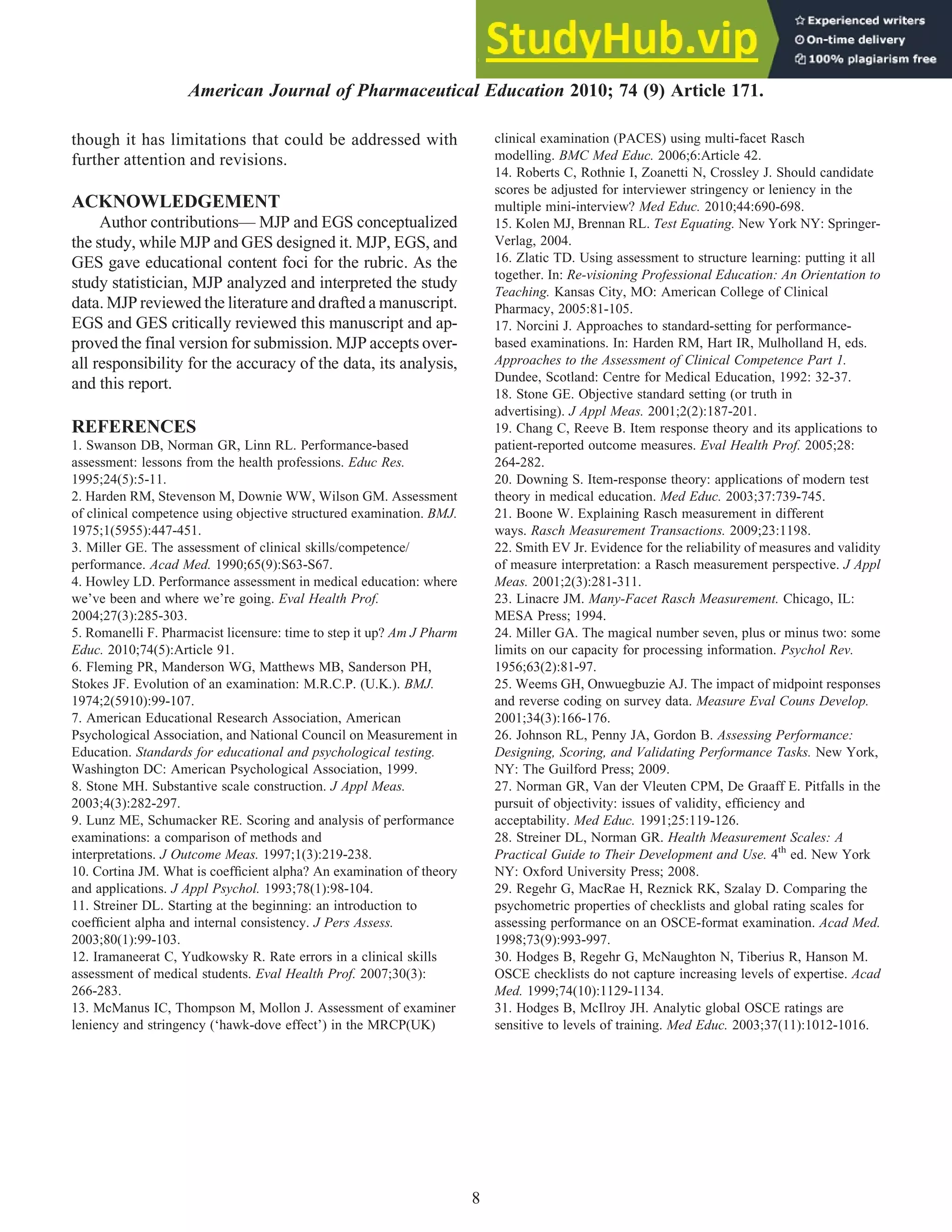 A Standardized Rubric To Evaluate Student Presentations | PDF