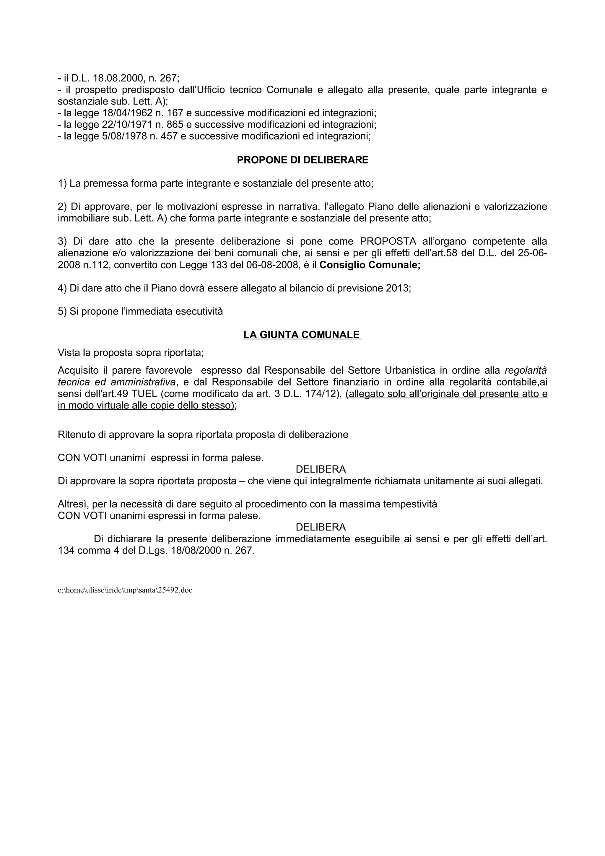 Asta per pergola delibera di giunta | PDF