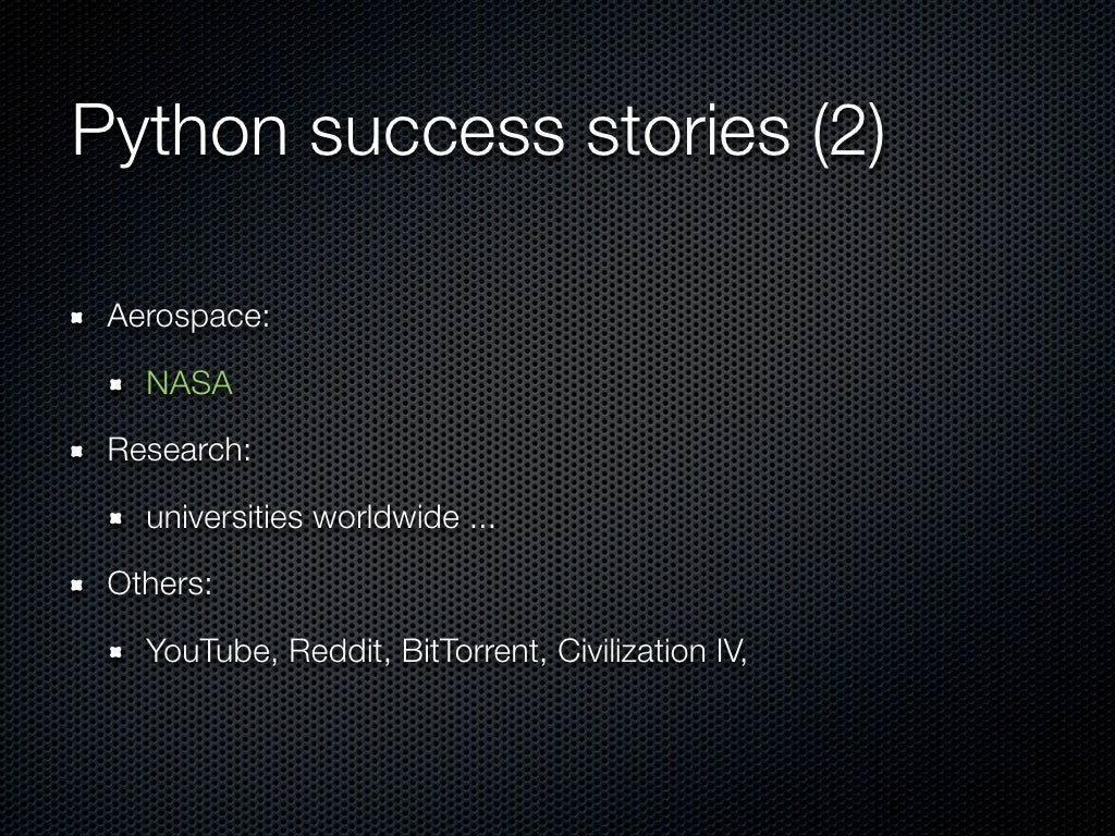 Python for Science and Engineering: a presentation to A*STAR and the