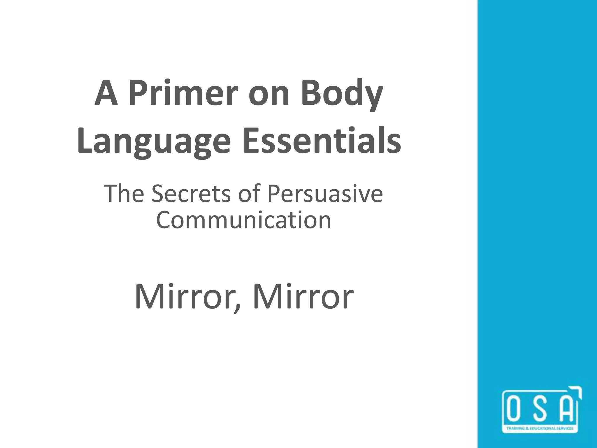 A starter on body language essentials | PPTX