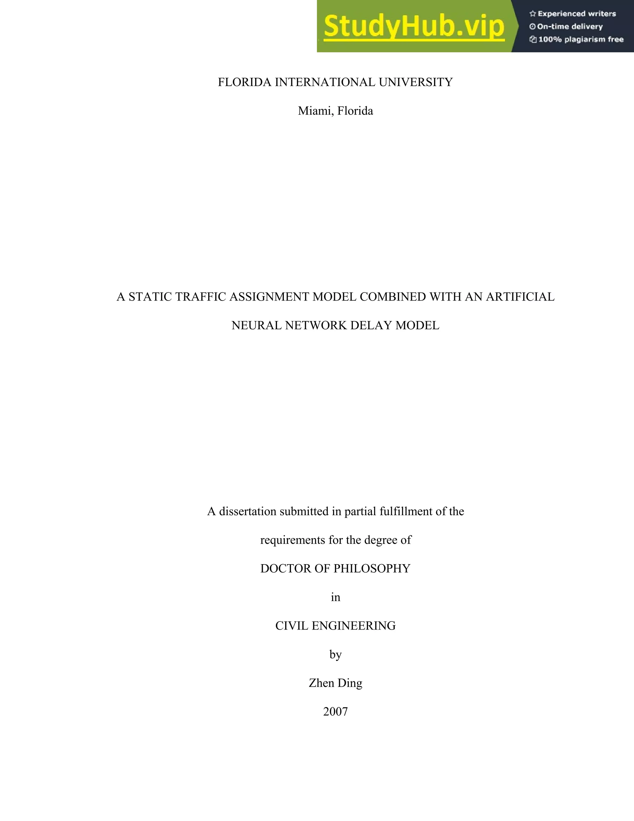 A Static Traffic Assignment Model Combined With An Artificial Neural Network Delay Model | PDF