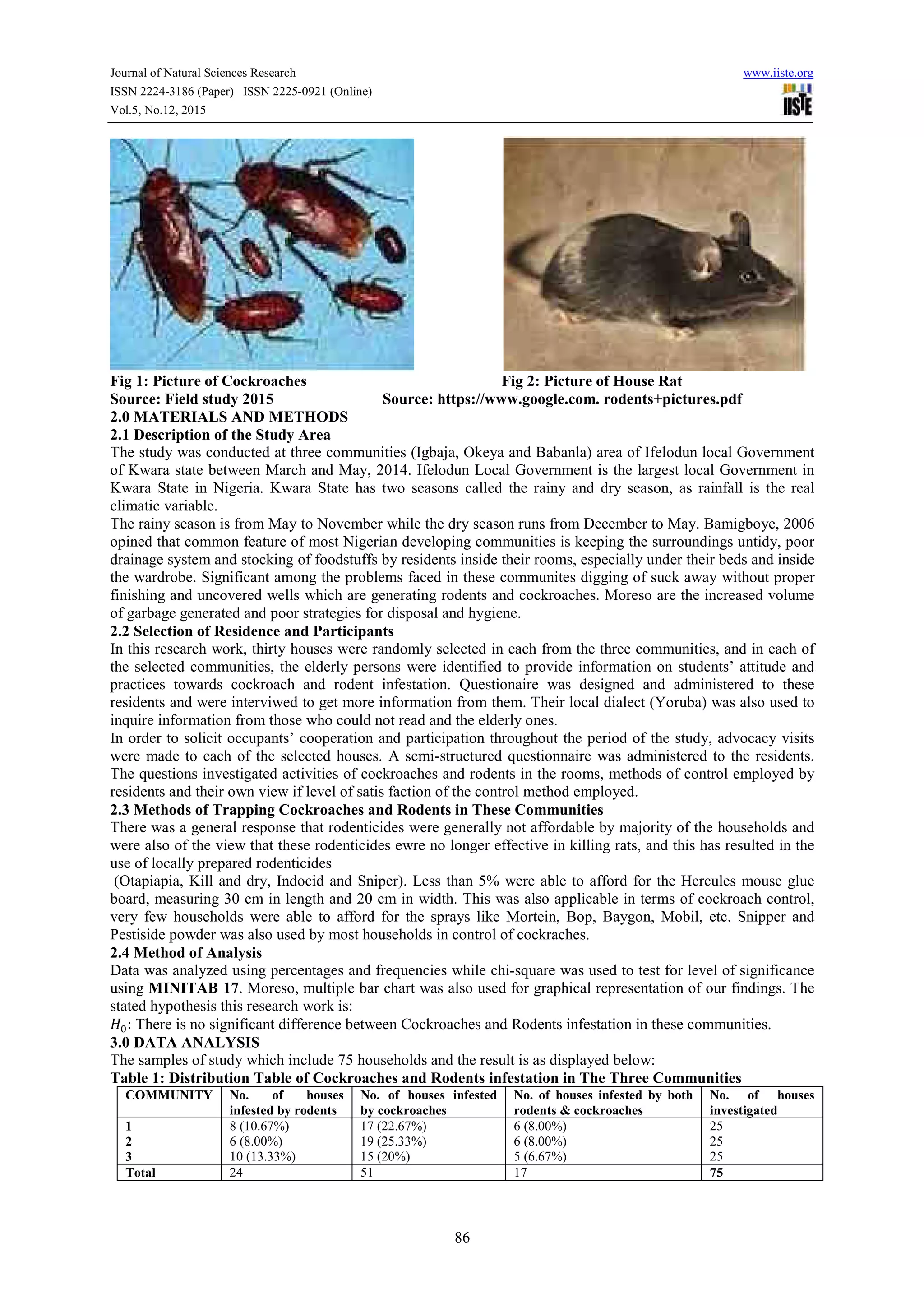 A statistical analysis of cockroach and rodent’s infestation | PDF