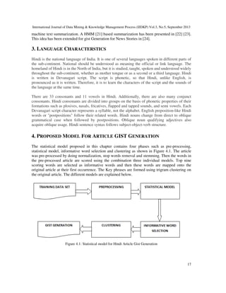A statistical model for gist generation a case study on hindi news article | PDF