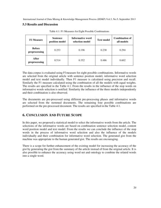 A statistical model for gist generation a case study on hindi news article | PDF