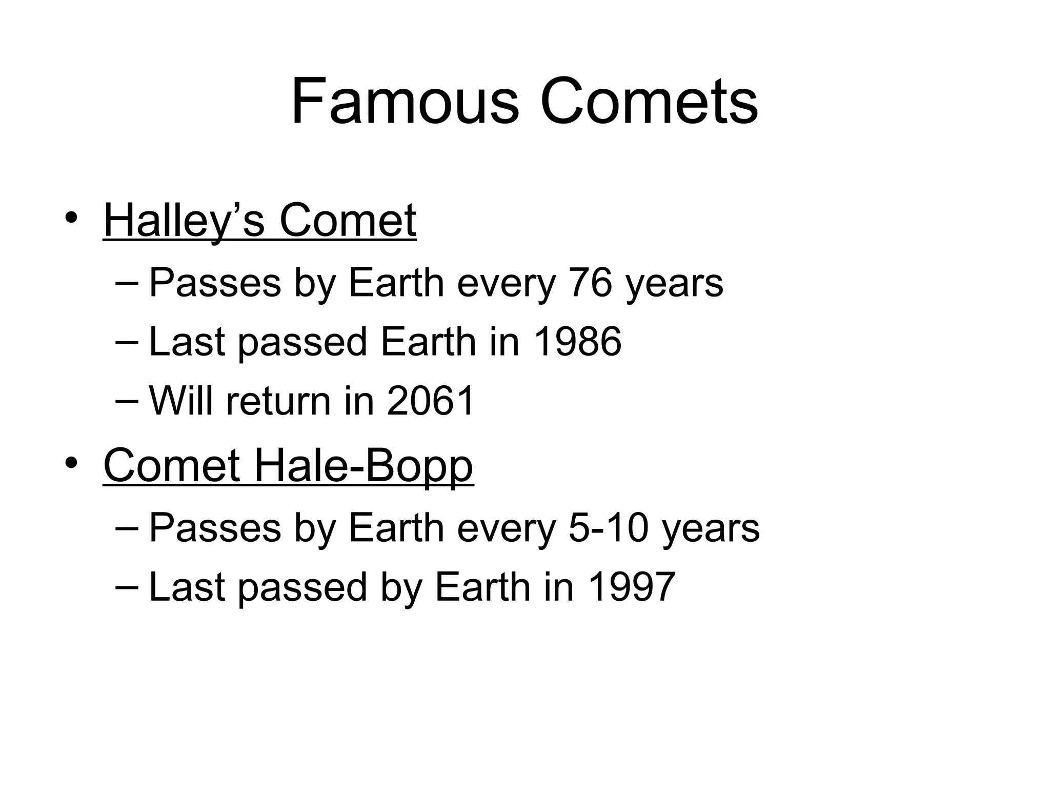 Asteroids, Comets, and Meteors | PPT
