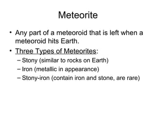 Asteroids, Comets, and Meteors | PPT