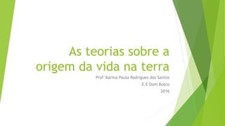 As teorias sobre a origem da vida | PDF | Chemistry | Science