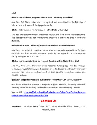 A Step-by-Step Guide to Attending Osh State University | PDF