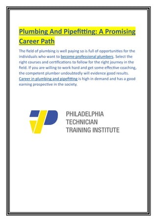 A Step-By-Step Guide To Starting A Successful Career In Plumbing | PDF