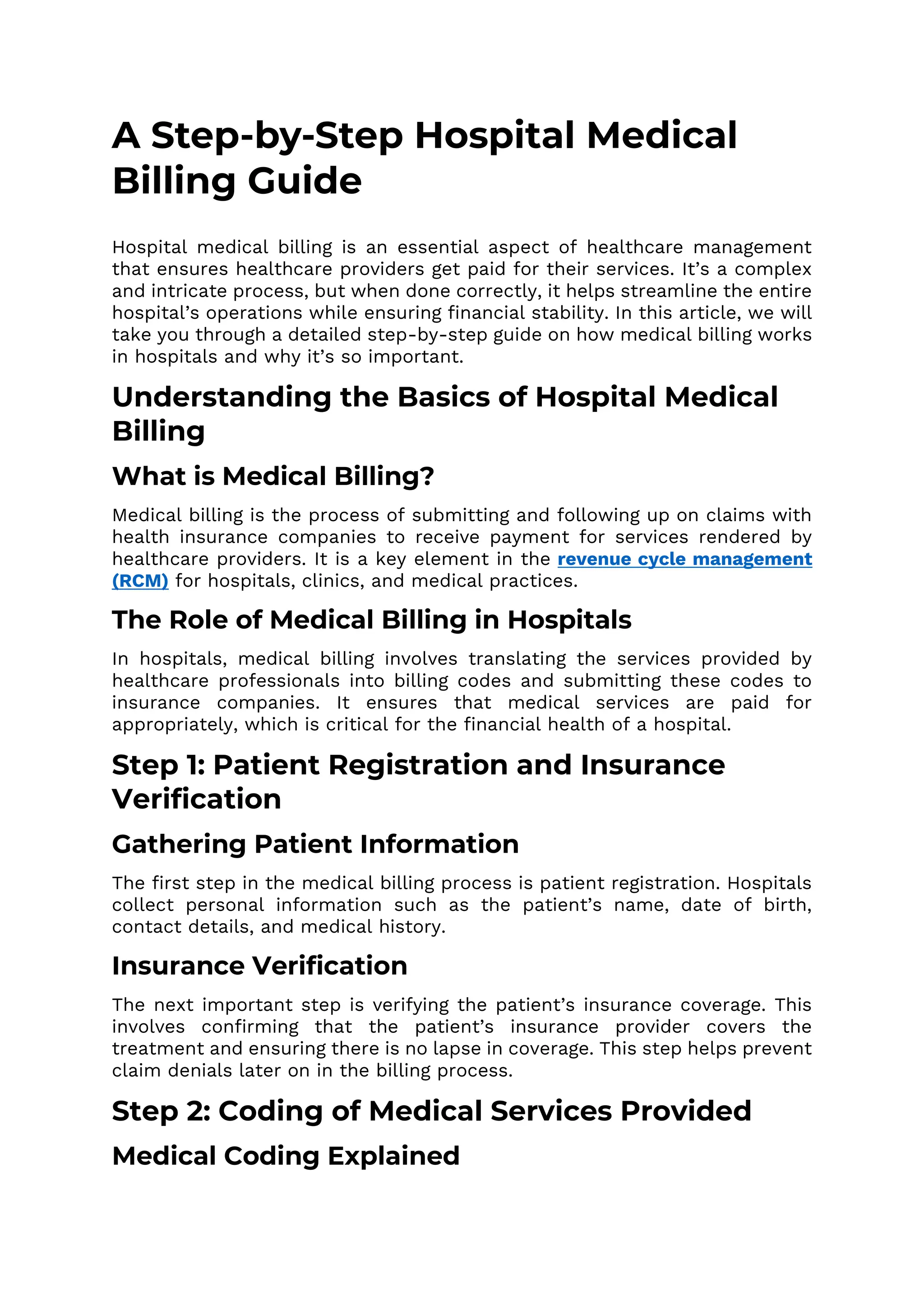 A Step-by-Step Hospital Medical Billing Guide | PDF