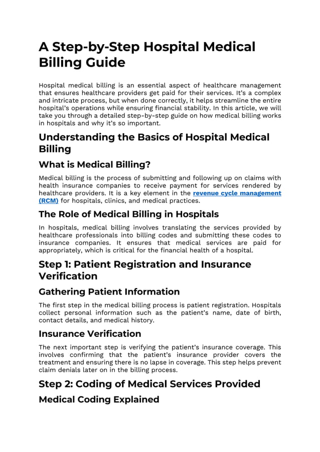 A Step-by-Step Hospital Medical Billing Guide | PDF