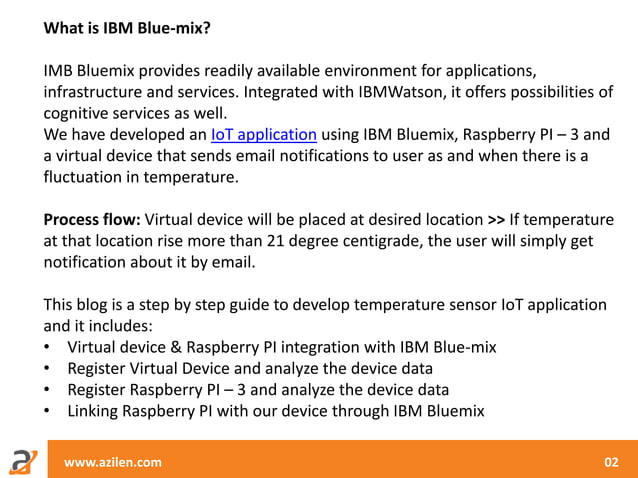 A step by step guide to develop temperature sensor io t application using ibm bluemix | PPT