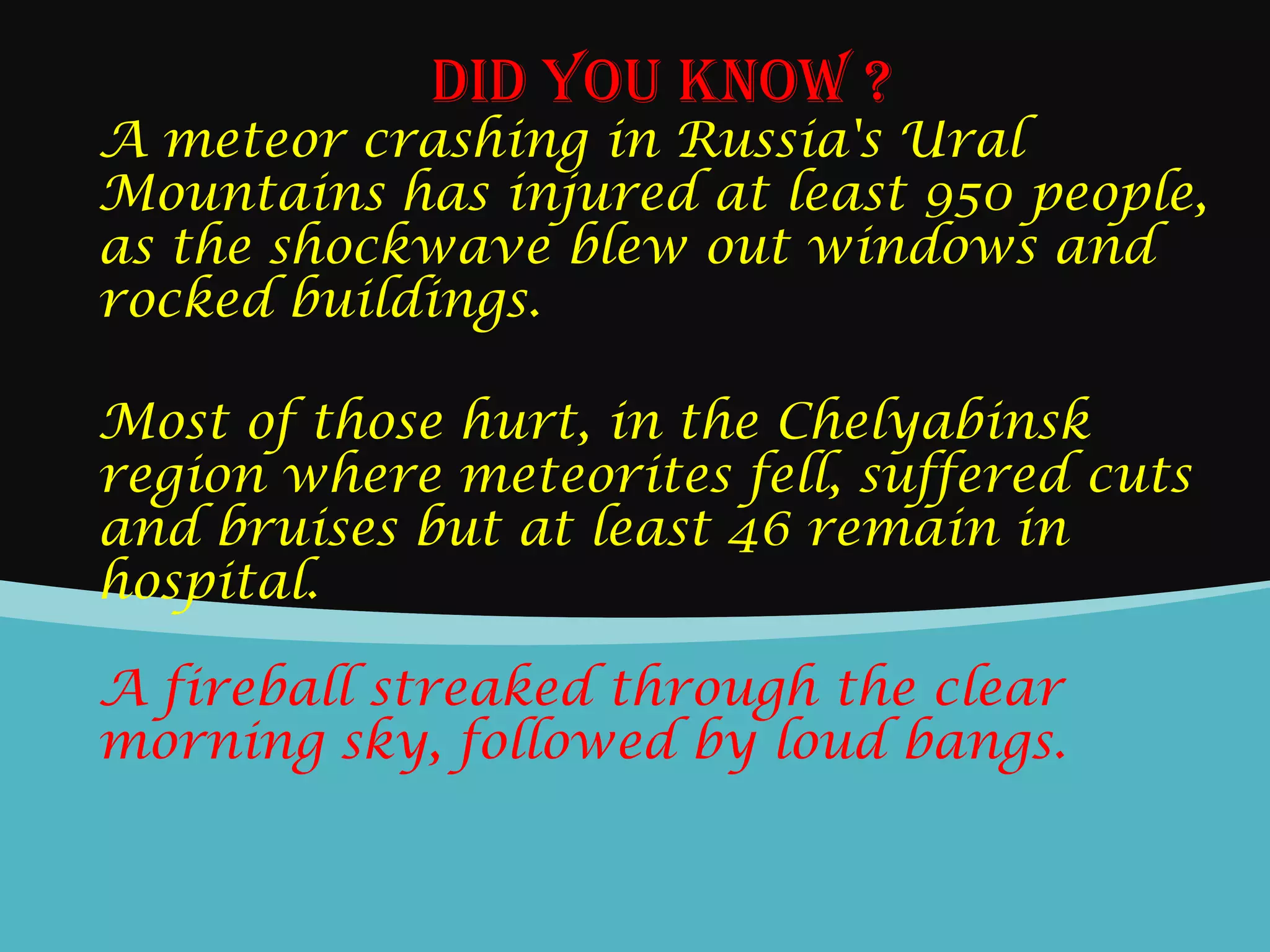 Asteriod fall in russia | PPT