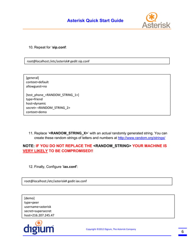 Asterisk quick start Guide | PDF