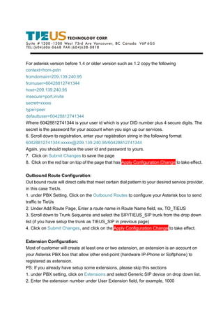 Asterisk sip trunksetting | PDF