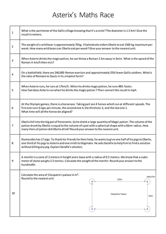 Asterix maths race | PDF