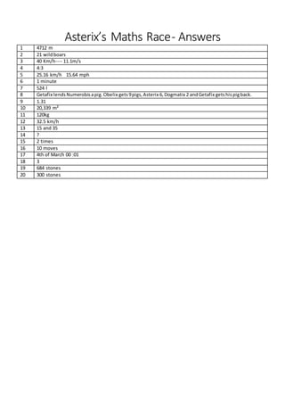 Asterix maths race | PDF
