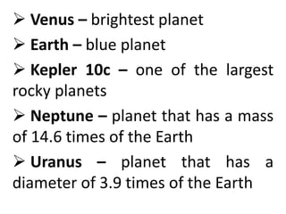 Comparing Planets And Stars