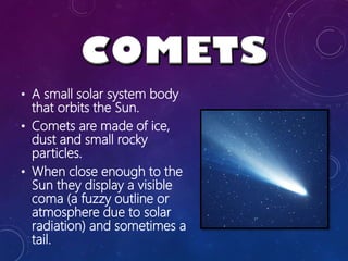 Asteroids comets and meteoroids whats the difference power point | PPT