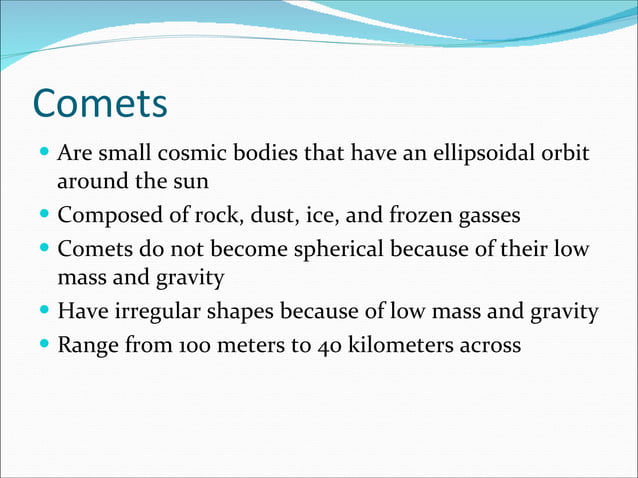 Asteroids, comets, meteors, and moons | PPT