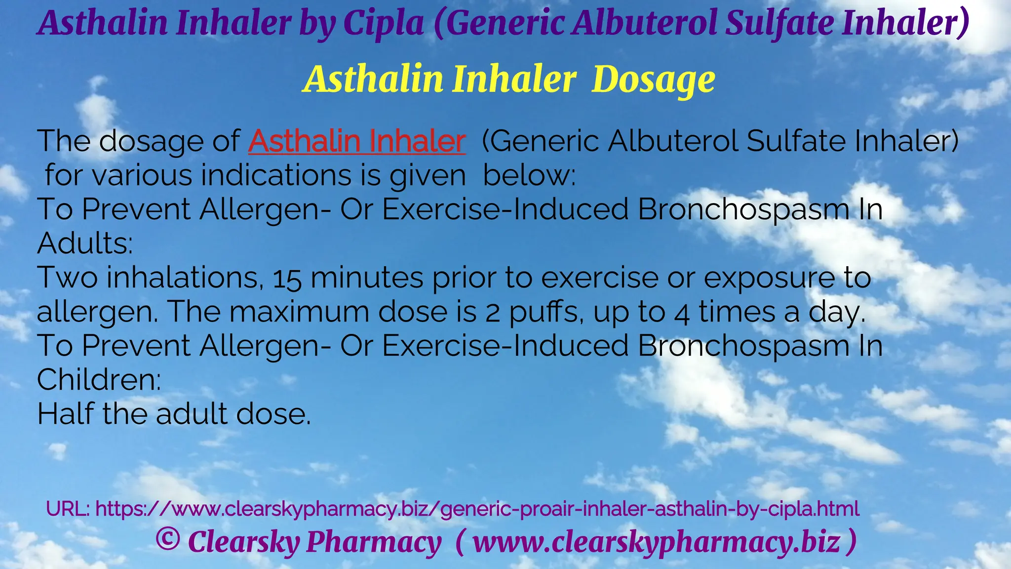 Asthalin Inhaler by Cipla (Generic Albuterol Sulfate Inhaler) | PDF