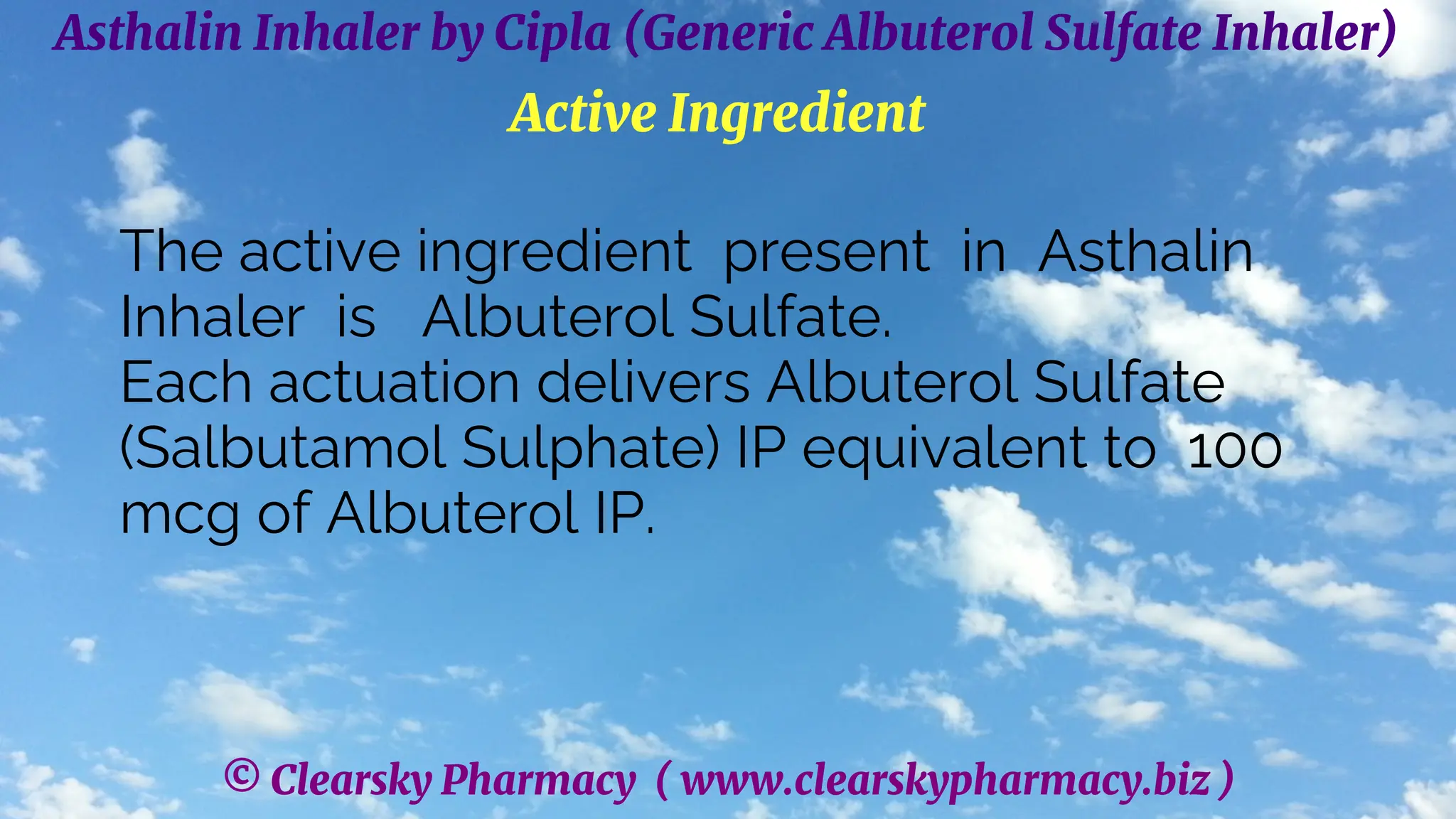 Asthalin Inhaler by Cipla (Generic Albuterol Sulfate Inhaler) | PDF