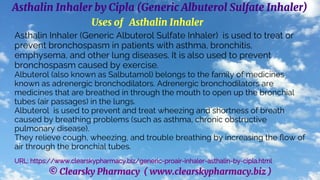 Asthalin Inhaler by Cipla (Generic Albuterol Sulfate Inhaler) | PDF