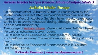Asthalin Inhaler by Cipla (Generic Albuterol Sulfate Inhaler) | PDF