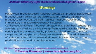 Asthalin Tablets by Cipla (Generic Albuterol Sulphate Tablets) | PDF