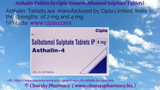 Asthalin Tablets by Cipla (Generic Albuterol Sulphate Tablets) | PDF ...