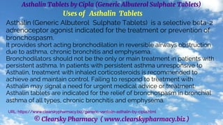 Asthalin Tablets by Cipla (Generic Albuterol Sulphate Tablets) | PDF ...