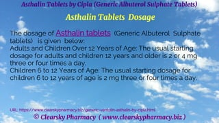 Asthalin Tablets by Cipla (Generic Albuterol Sulphate Tablets) | PDF ...