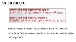 Ayurvedic explanation of Asthi dhatu that is Bone | PPTX