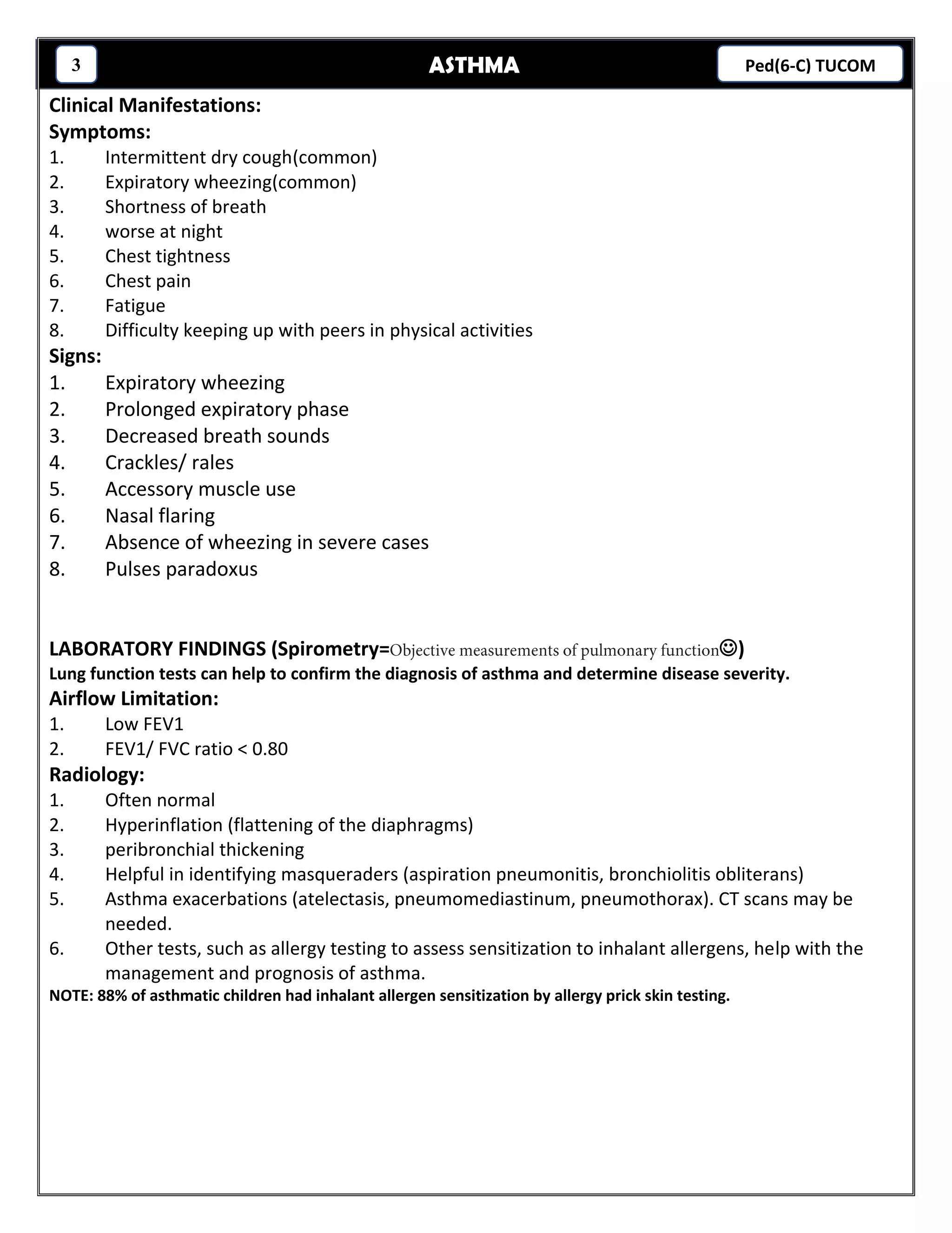 Asthma in pediatrics | PDF