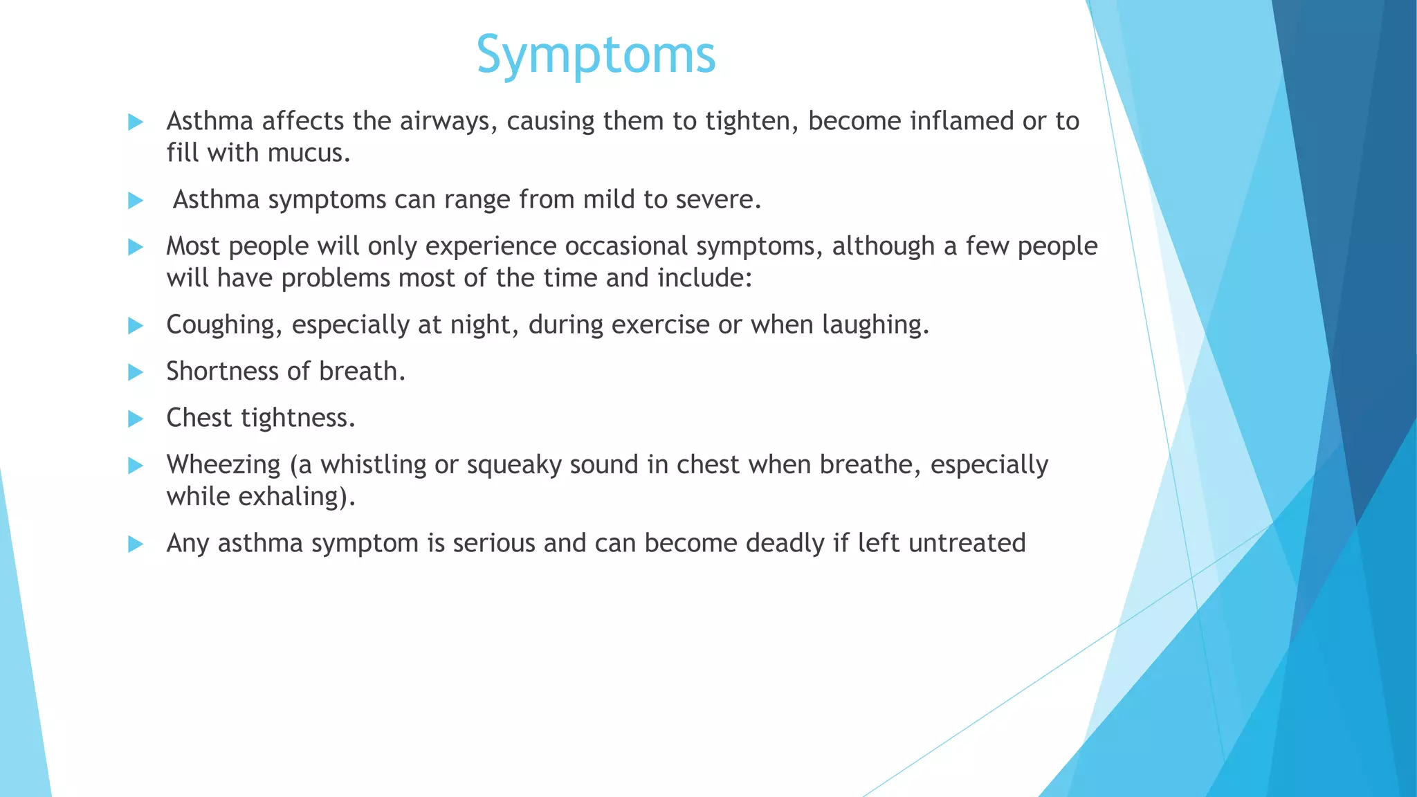 Asthma, introduction, definition, causes, pathophysiology ...