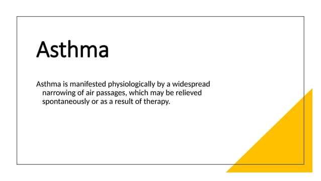 Asthma, definition, causes, pathophysiology and symptoms | PPT